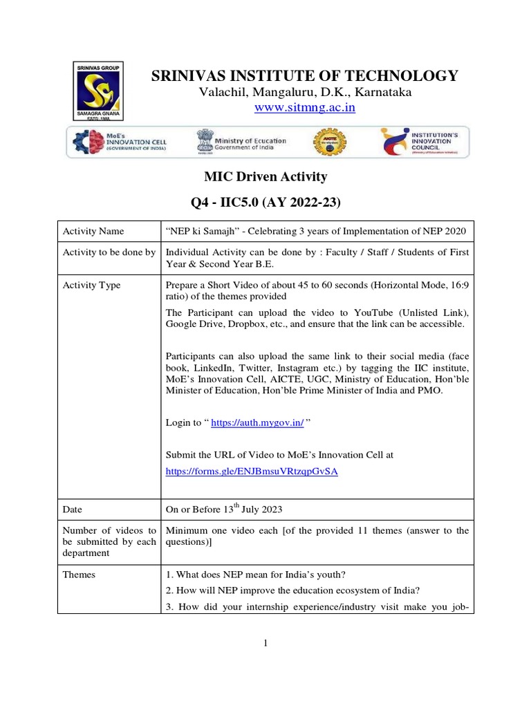 MIC Driven Compulsory Activity | PDF