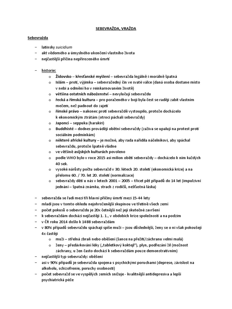 Sebevrazda, Vrazda | PDF