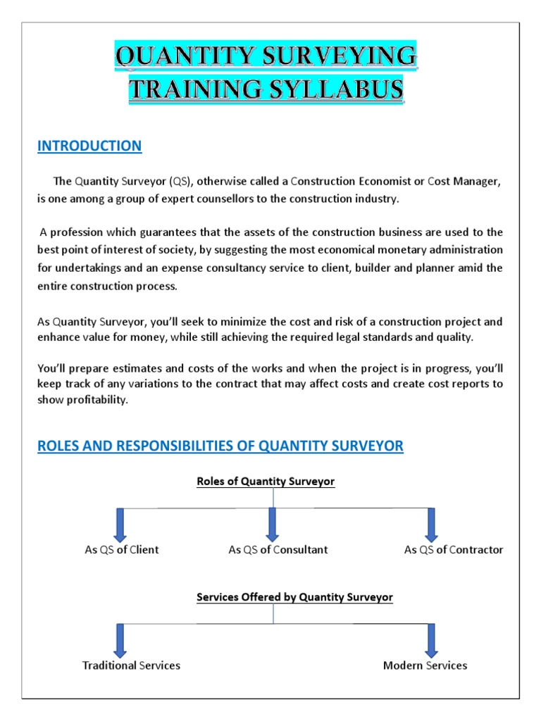 Quantity Surveyor Roles and Responsibilities | PDF | Cost | General ...