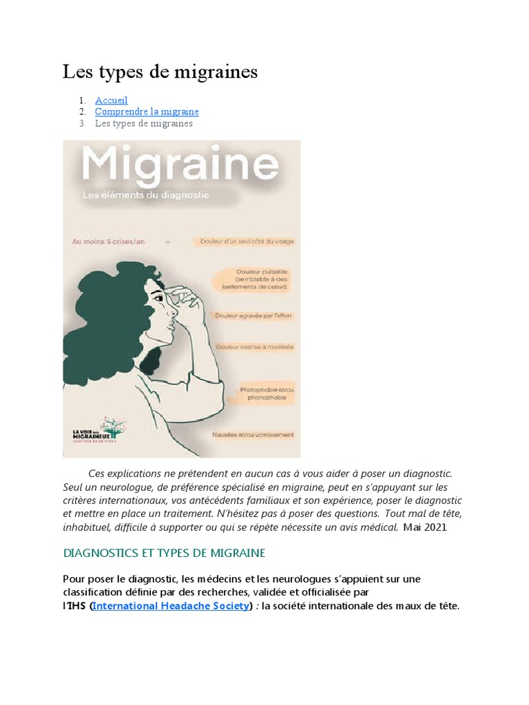 Types de migraines expliqués | PDF | Migraine | vertige