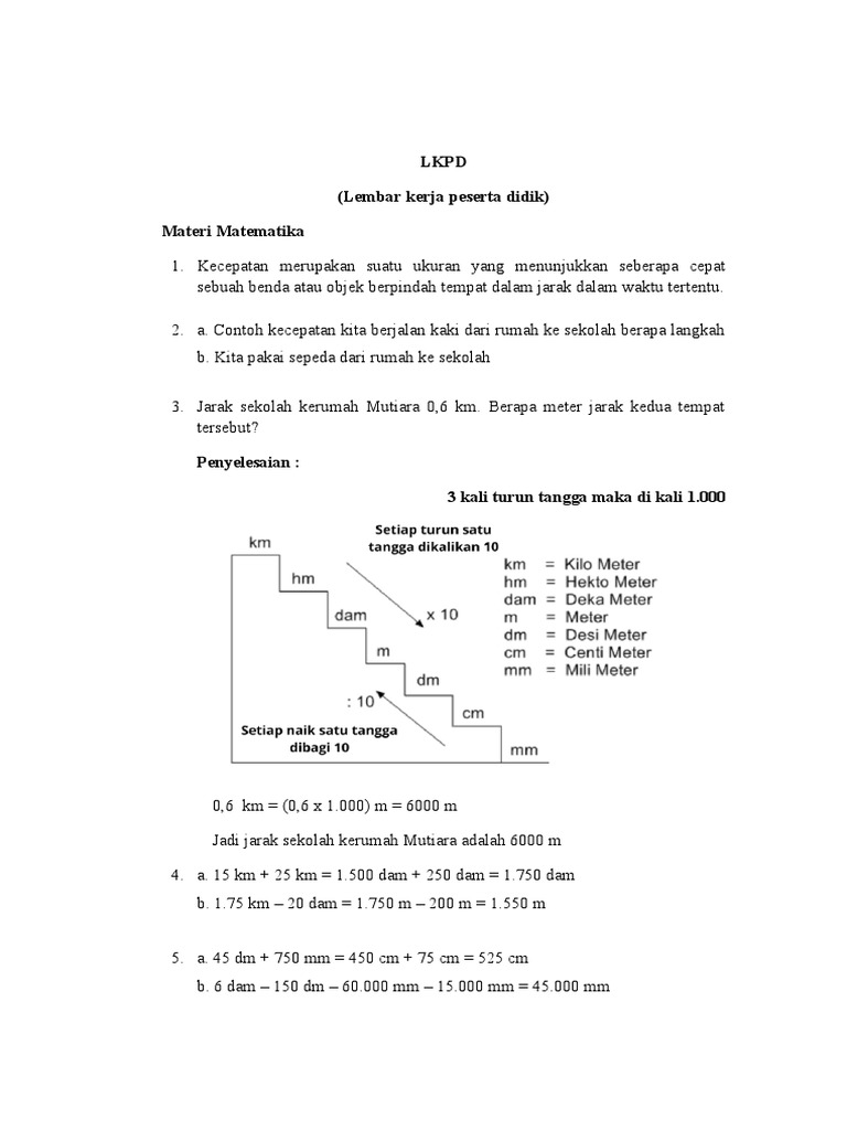 LKPD Satuan Panjang Matematika Kelas 3 | PDF