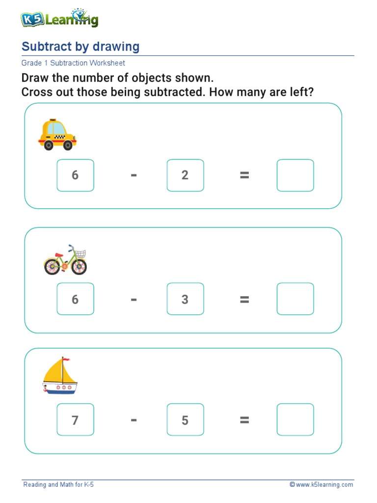 Grade 1 Subtract Draw Cross Out | PDF