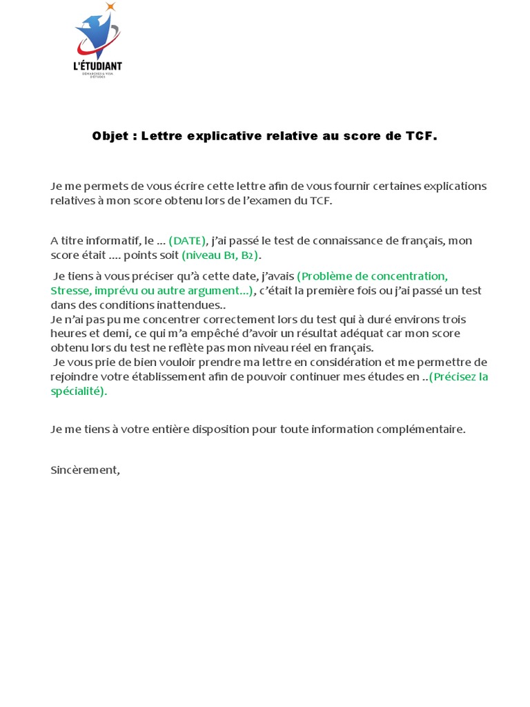 Modèle lettre explicative | PDF