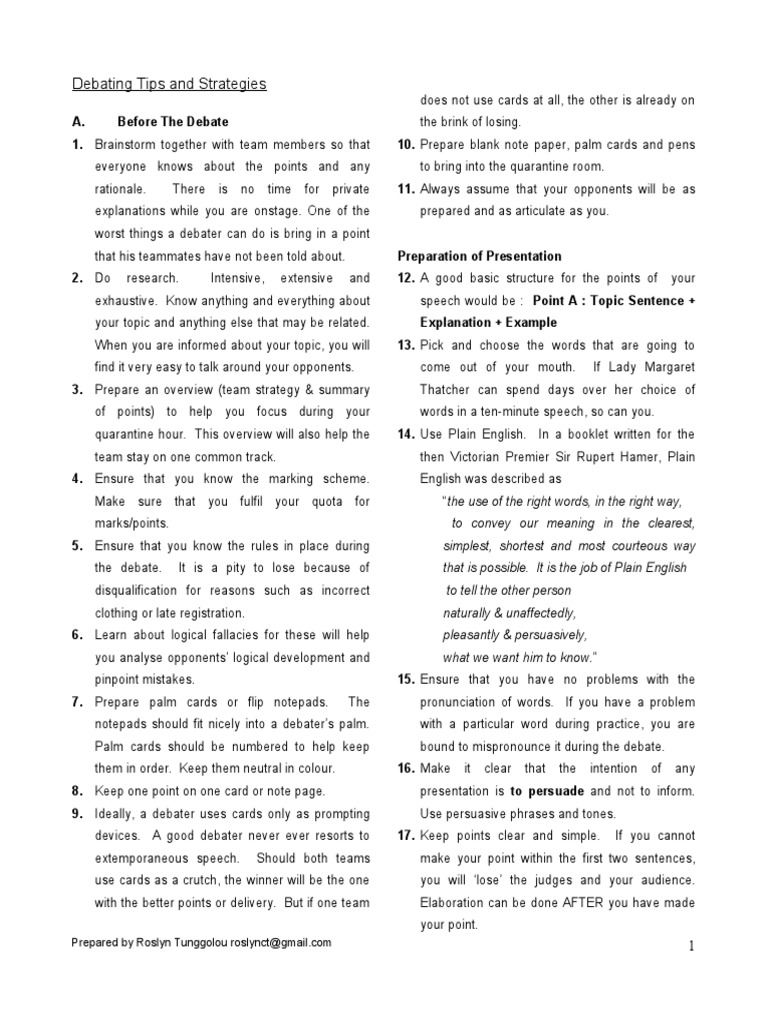 Debating Tips and Strategies | PDF