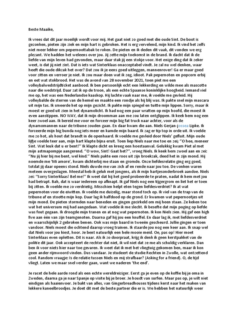 Sinterklaas Gedicht Voorbeeld | PDF