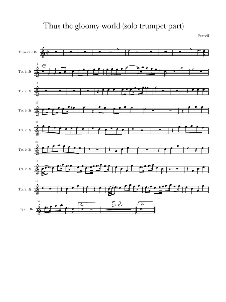 Thus the gloomy world (solo trumpet part) | PDF