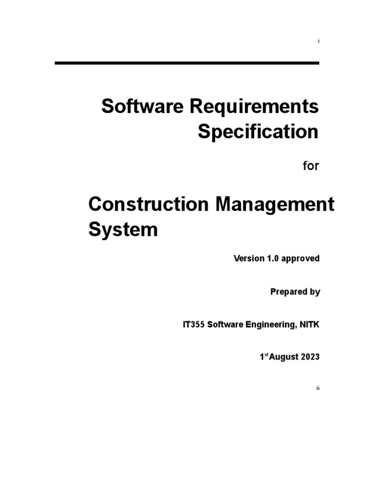 Construction Management Software SRS | PDF | Databases | World Wide Web