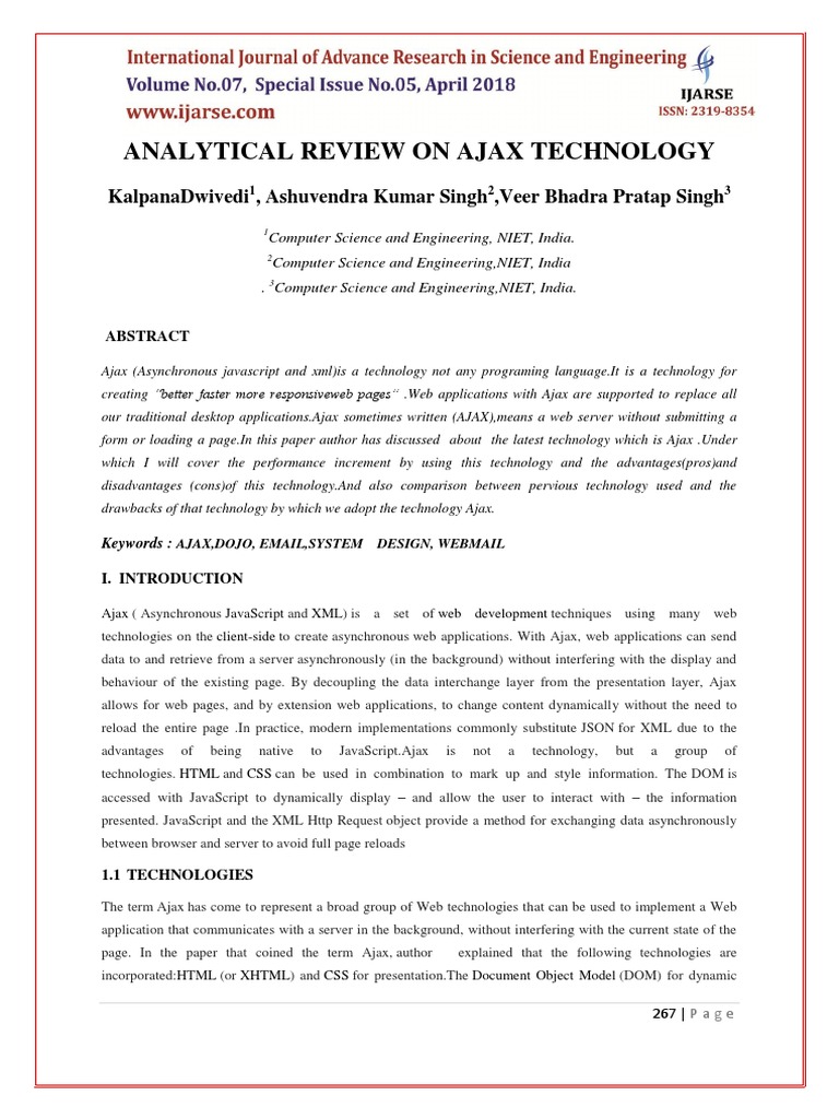 Analytical Review On Ajax Technology | PDF Analytical Review On Ajax Technology | PDF