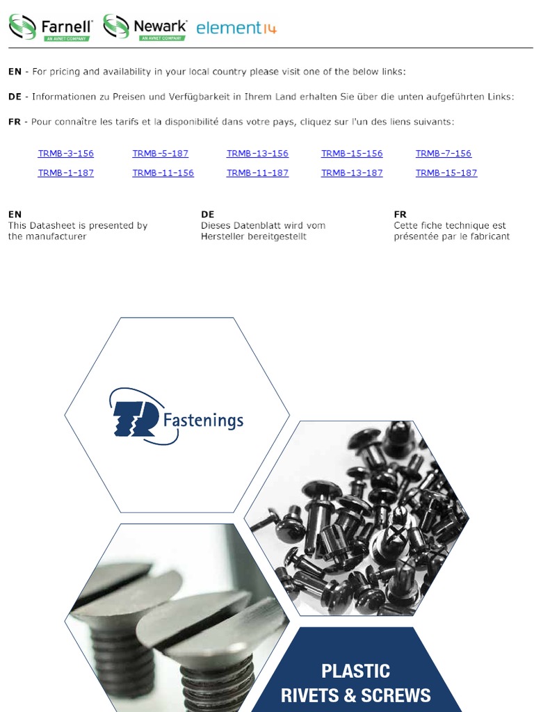 Plastic Rivets and Screws | PDF | Screw | Rivet
