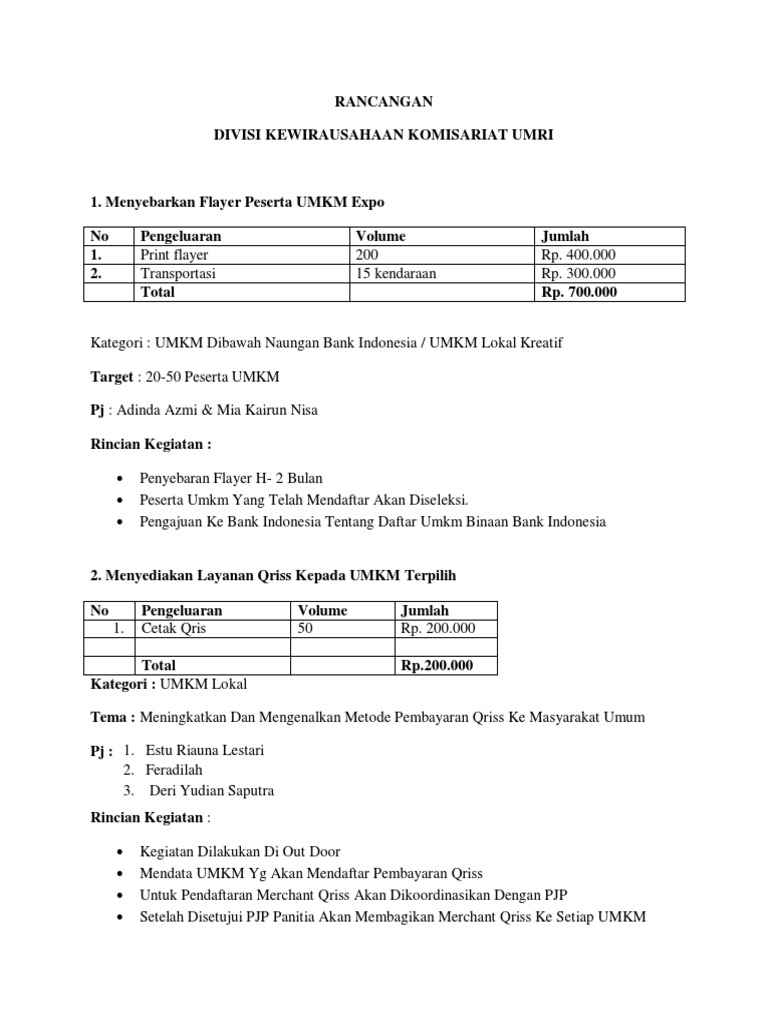 RANCANGAN Dan RAB DIV KEWIRAUSAHAAN | PDF