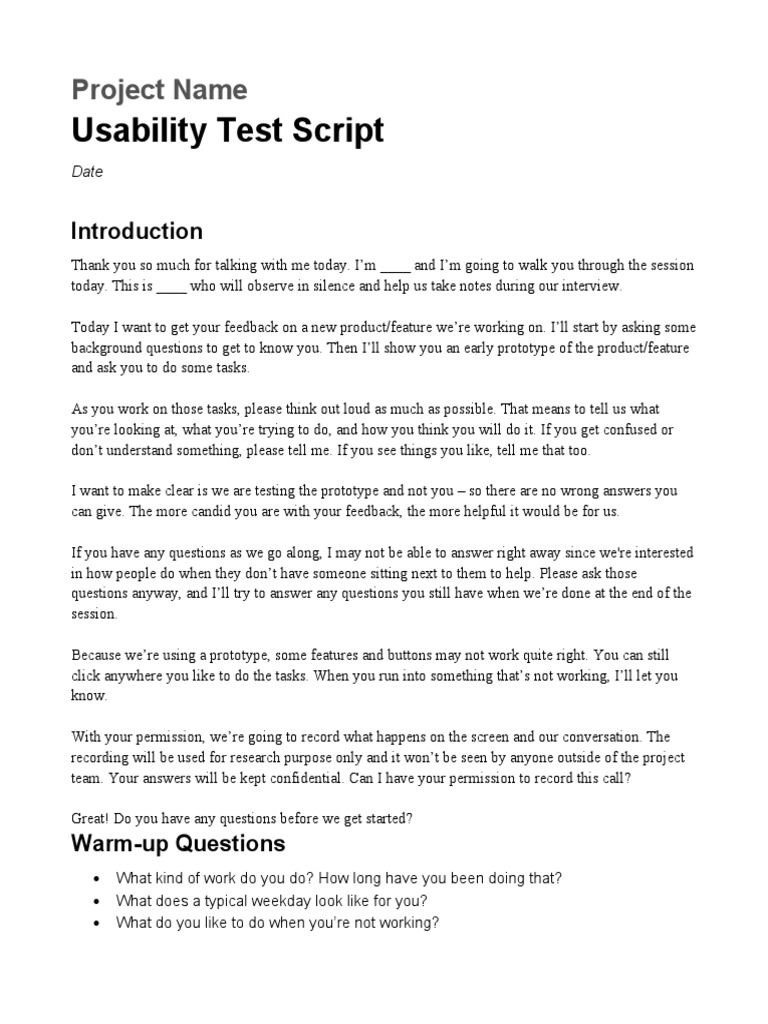 Usability Test Script Discussion Guide | PDF