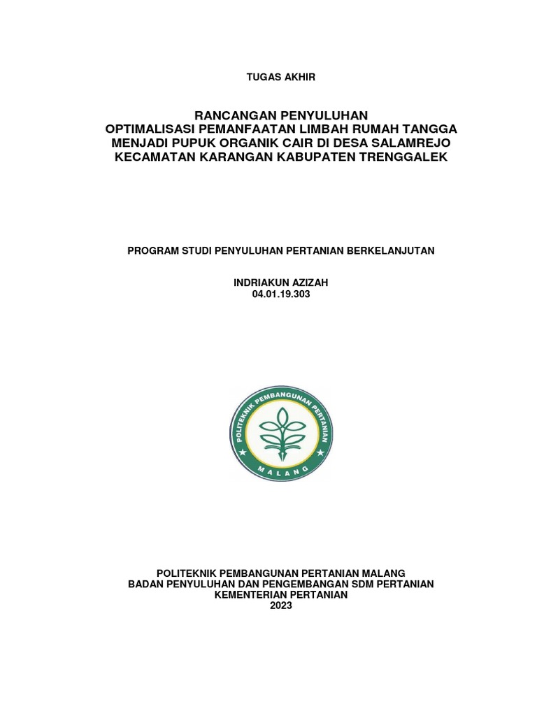 Laporan - Tugas Akhir - Indriakun Azizah - Semhas.fix | PDF
