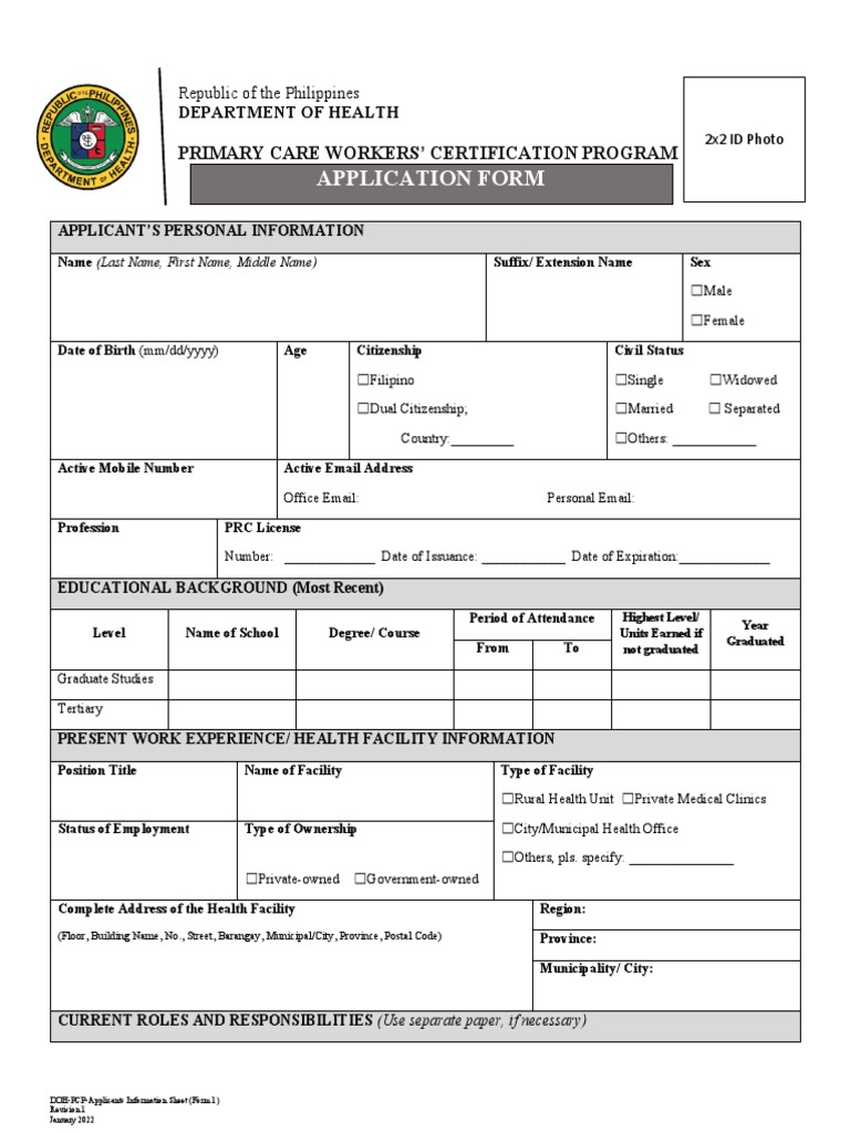 PCW APPLICATION FORM | PDF