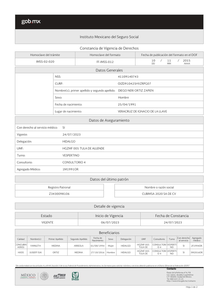 Comprobante Vigencia Derechos 41109140743 | PDF | Gobierno | Justicia