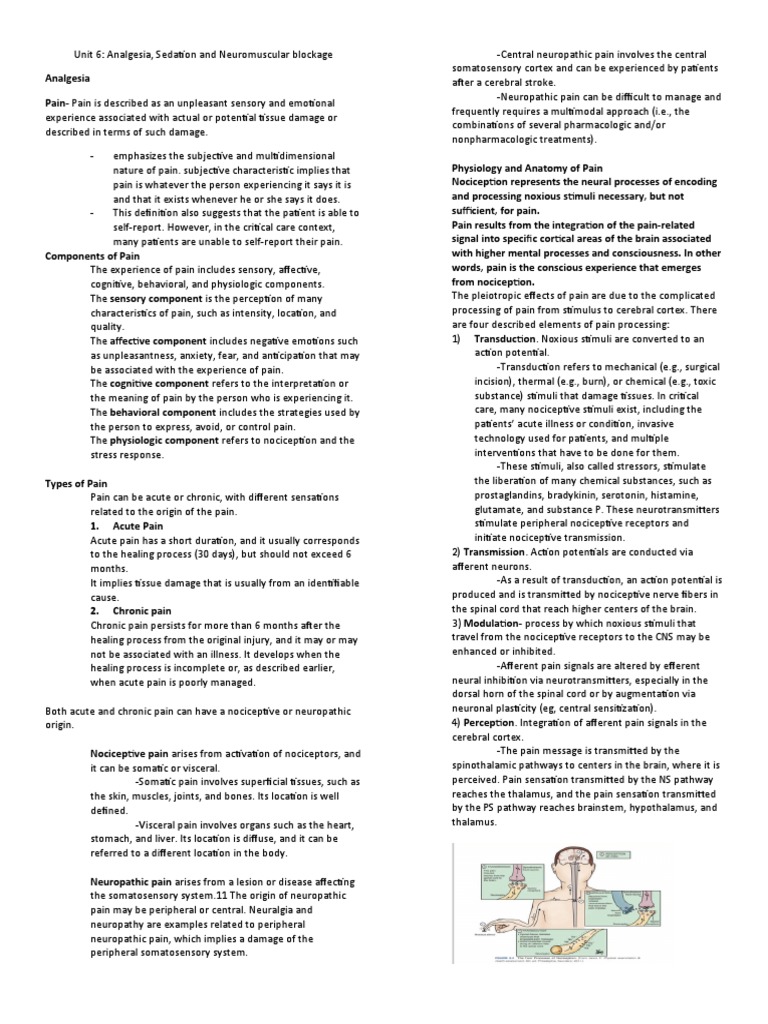 Analgesia Sedation And Neuromuscular Blockade Reviewer Pdf