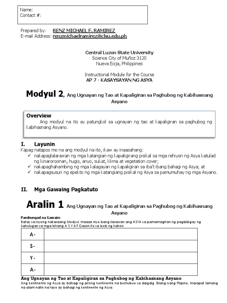 AP7-Week 3-4 Module 2 (Quarter 1) | PDF