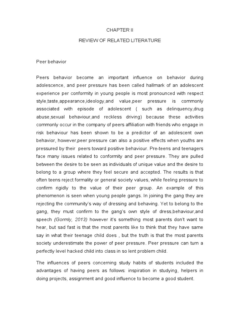 Influence of Peer Pressure RRL | PDF