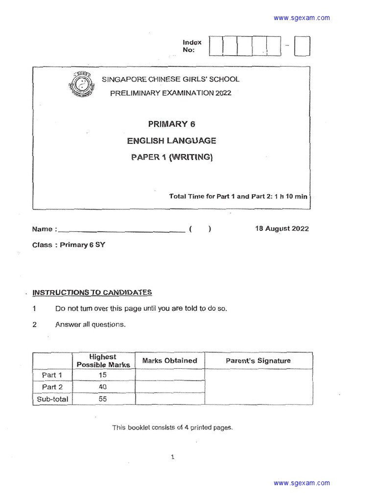 2022 P6 English Prelim SCGS | PDF