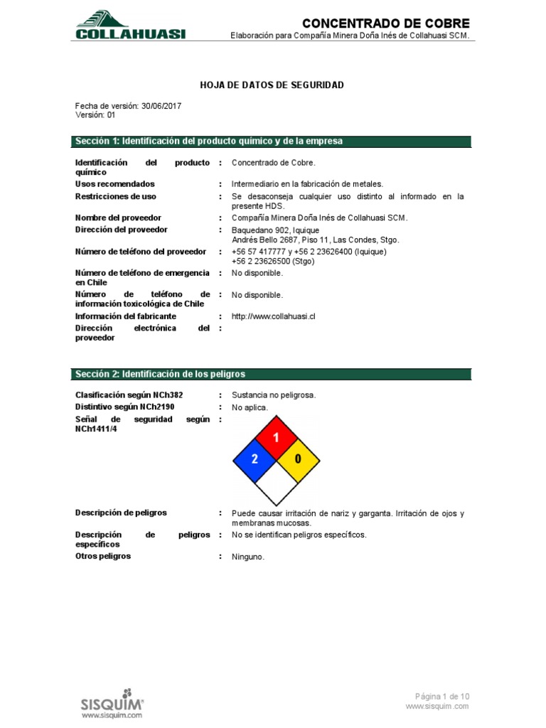 HDS Concentrado - de - Cobre | PDF