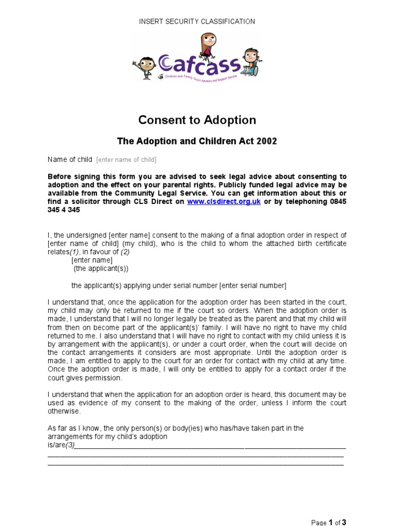Consent to Adoption Form Template | PDF | Justice Of The Peace | United ...