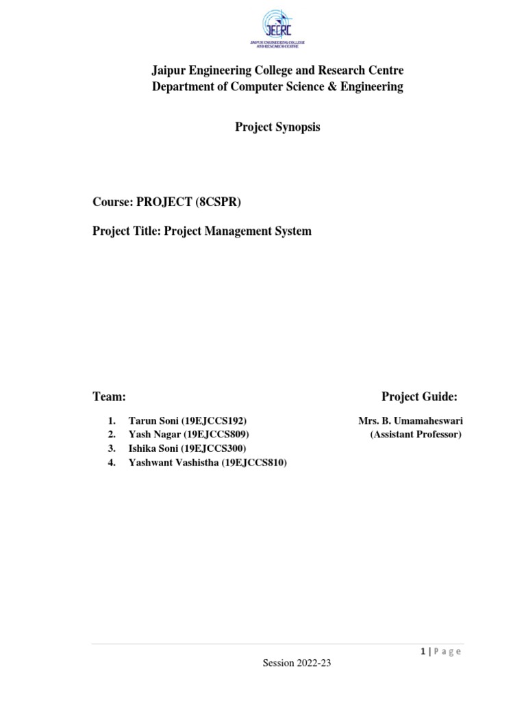 Project Synopsis PDF