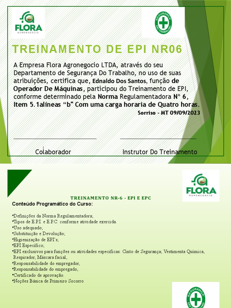 Modelo de Certificado NR-6 | PDF