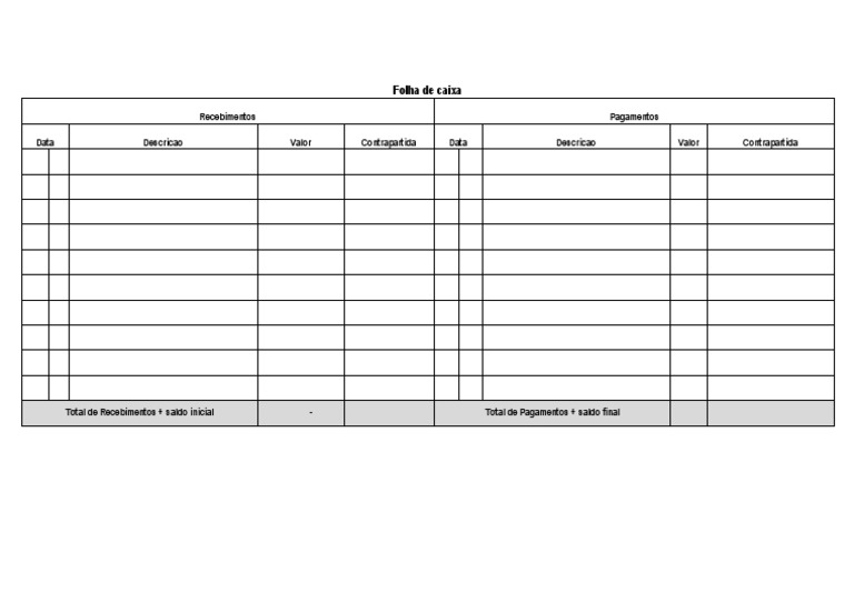 Folha de Caixa | PDF