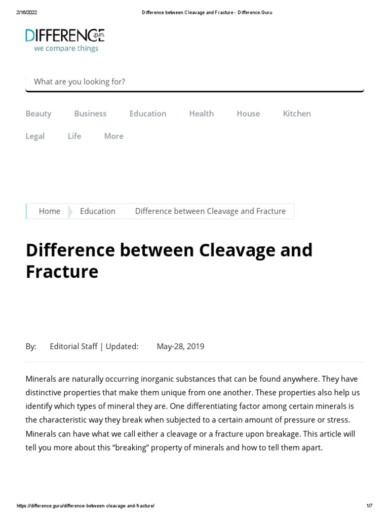 Difference Between Cleavage and Fracture - Difference | PDF