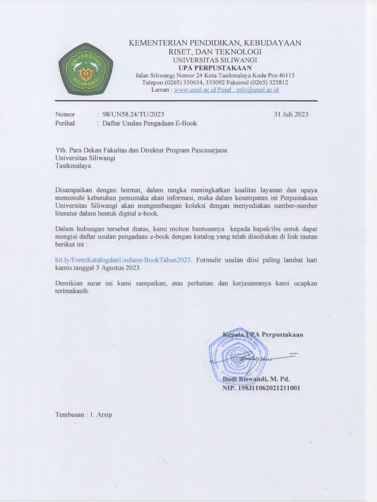 Surat Permohonan Usulan E-Book | PDF