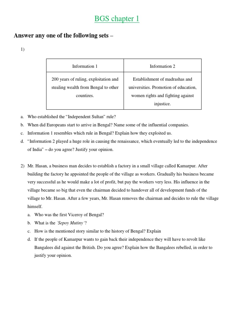 Class 8 BGS Chapter 1 Model Test | PDF | Dhaka | World Politics