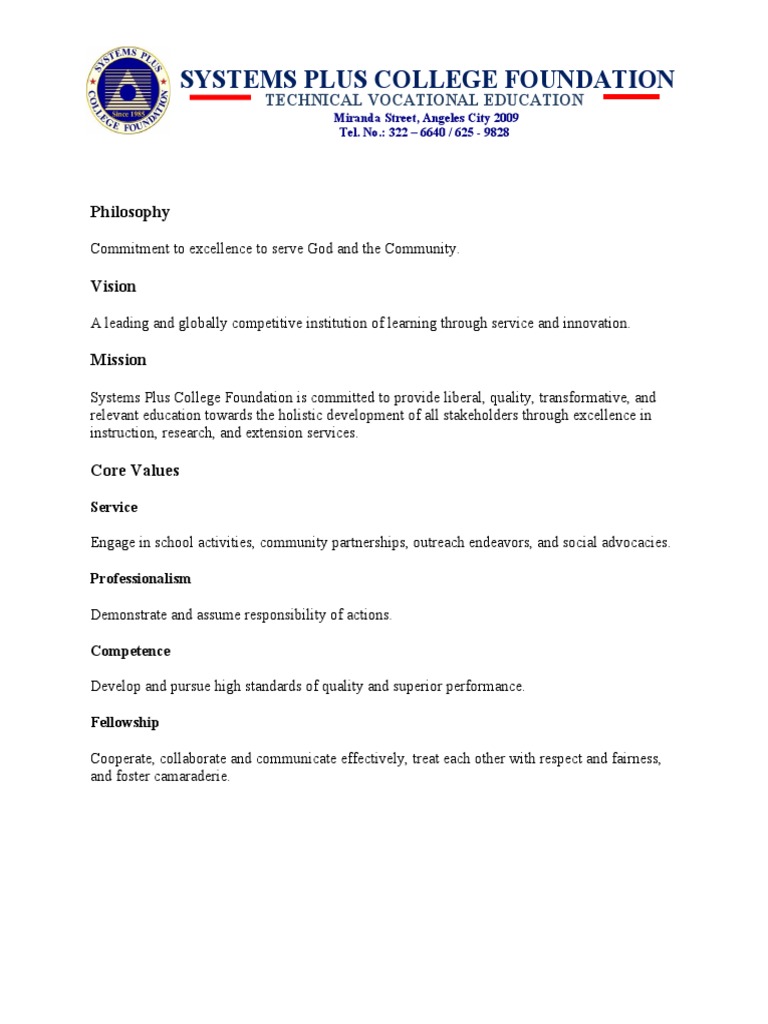 Mission and Vision SPCF | PDF