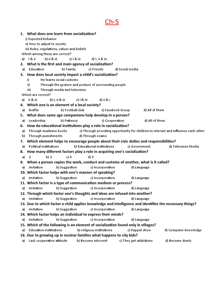 Class 8 BGS Chapter-5 MCQ (Lesson 1-3) | PDF