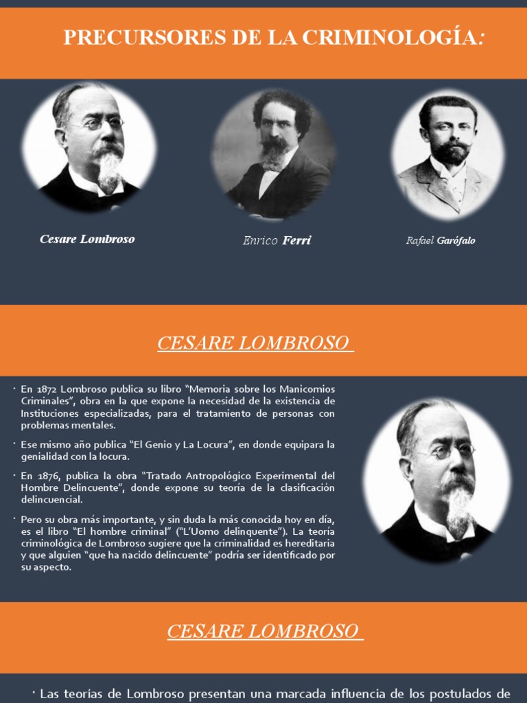 Precursores de la Criminología: Lombroso, Ferri y Garófalo | PDF