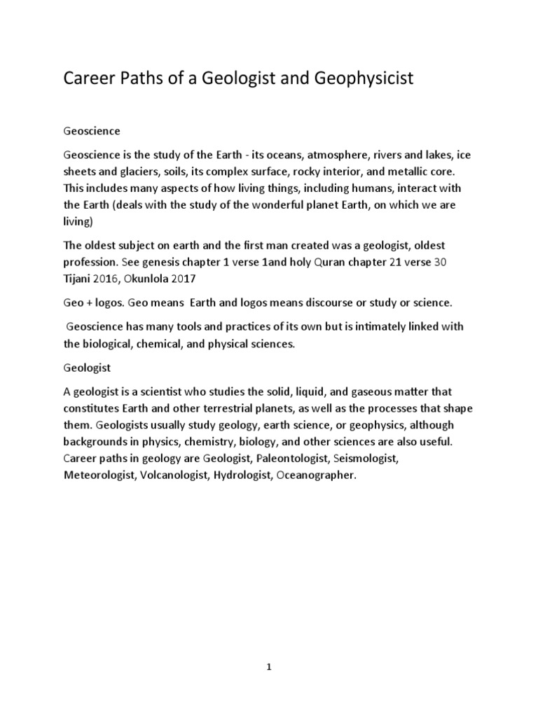 Career Paths of A Geologist and Geophysicist Rev 1 | PDF | Earth ...