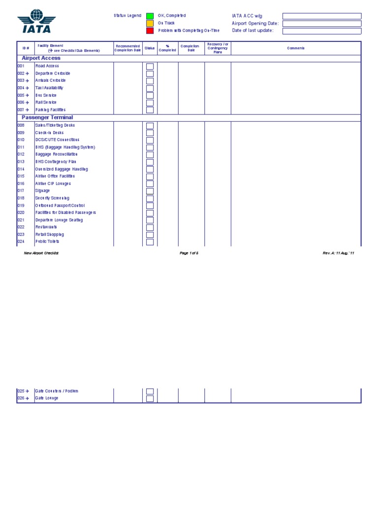 IATA Checklist For A Successful Airport | PDF | Airport | Baggage