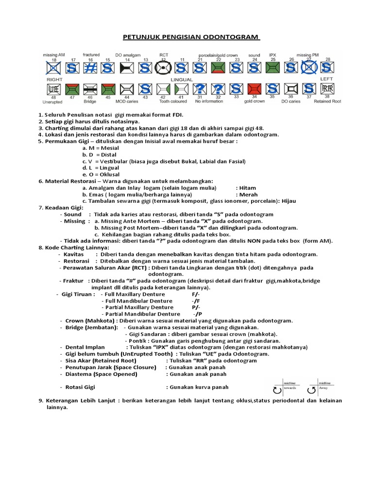 Panduan Pengisian Odontogram | PDF | Kajian Bahasa Asing