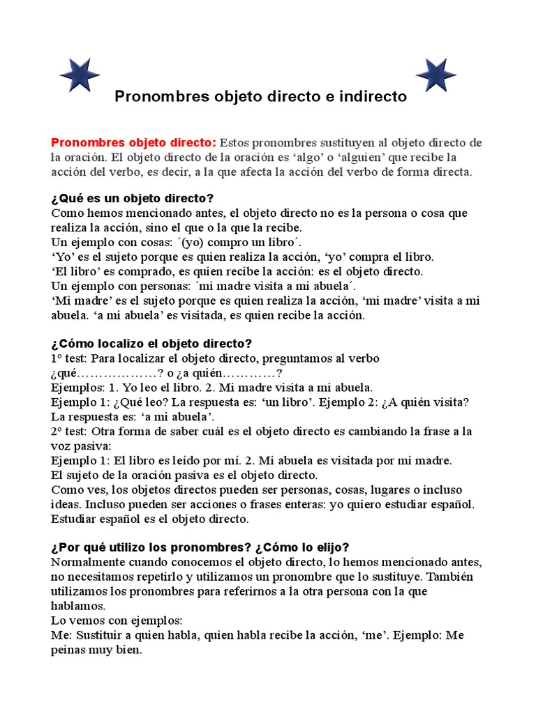 Pronombres Objeto Directo e Indirecto ROSY | PDF | Relaciones personales, crianza y desarrollo ...