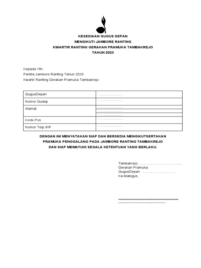 Form Administrasi Jambore Ranting | PDF
