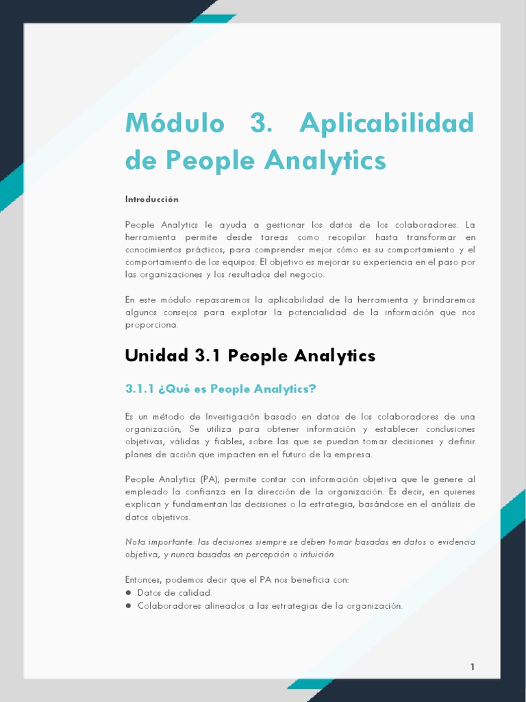 Módulo 3. Aplicabilidad de People Analytics | PDF