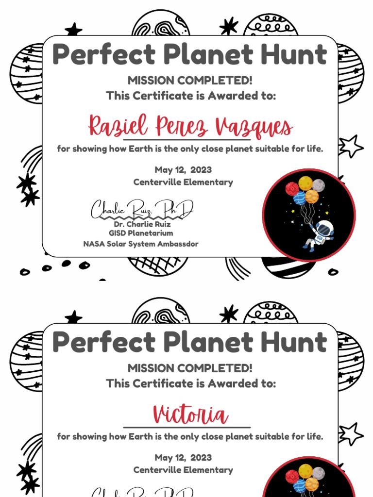 Perfect Planet Certificate (1) | PDF