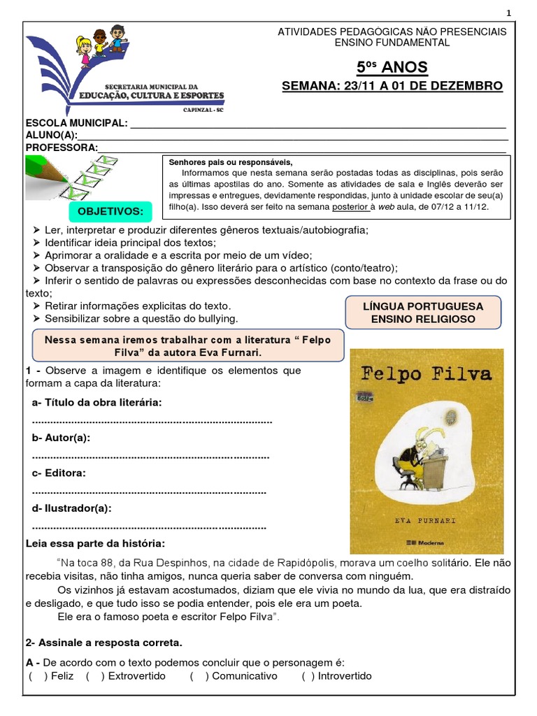 Atividades de Sala 5º Ano | PDF