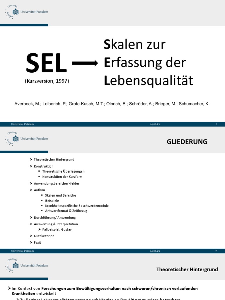 Skalen Zur Erfassung Der Lebensqualität Powerpoint | PDF