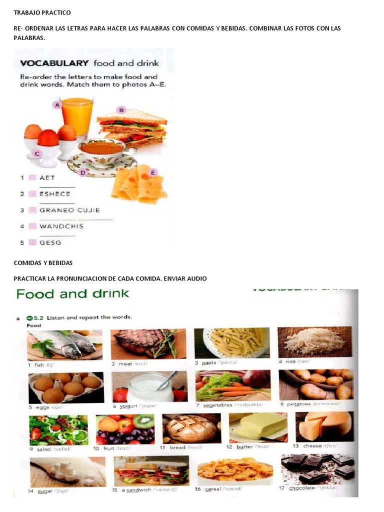 Actividades de Comida y Pronunciación | PDF