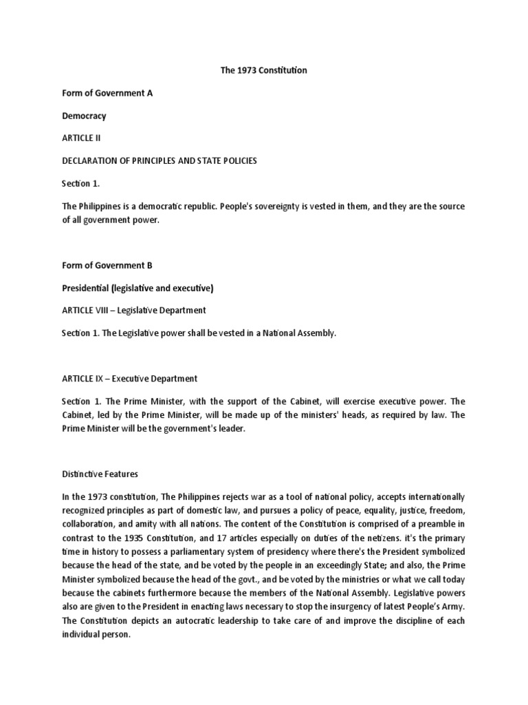 The 1973 Constitution | PDF