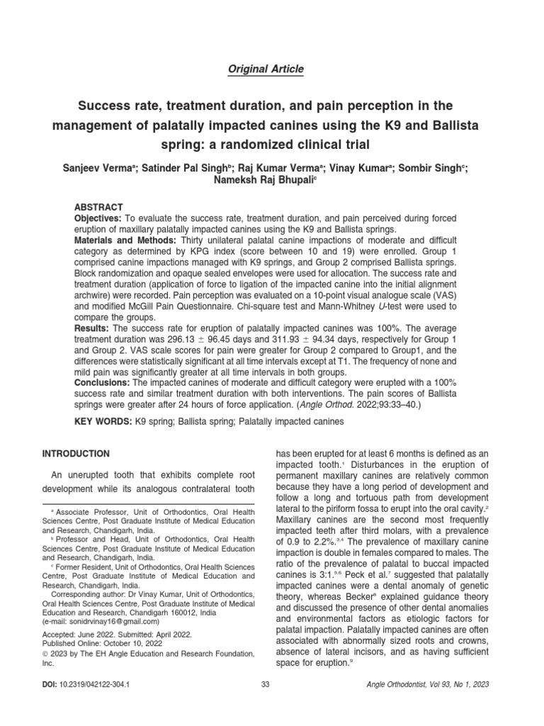 K9 Ve Balista Spring Başarı Oranları | PDF | Orthodontics | Tooth