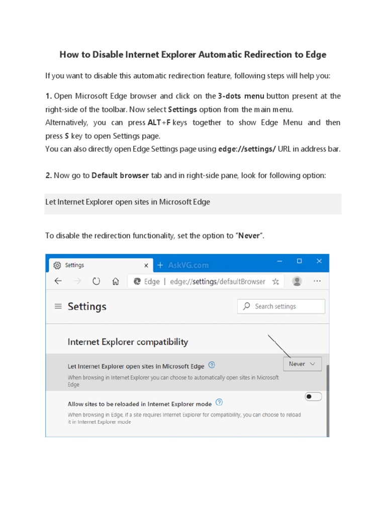 Disable Microsoft Edge Redirection | PDF Disable Microsoft Edge Redirection | PDF