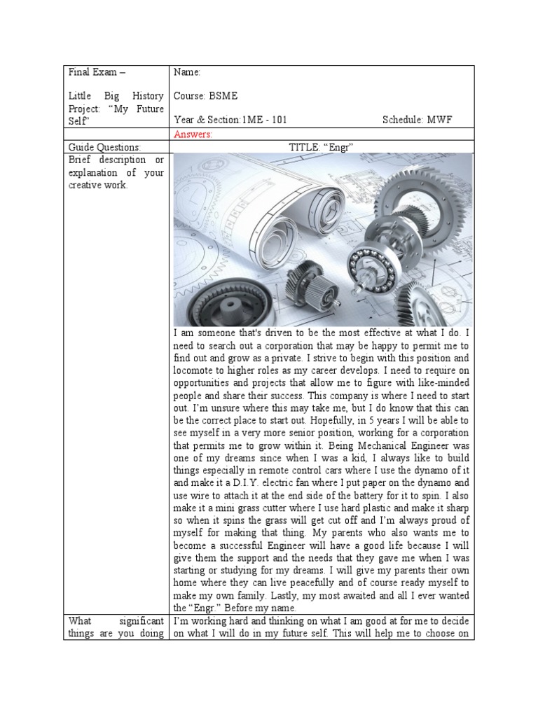 Future Self Vision: Engineering Aspirations | PDF
