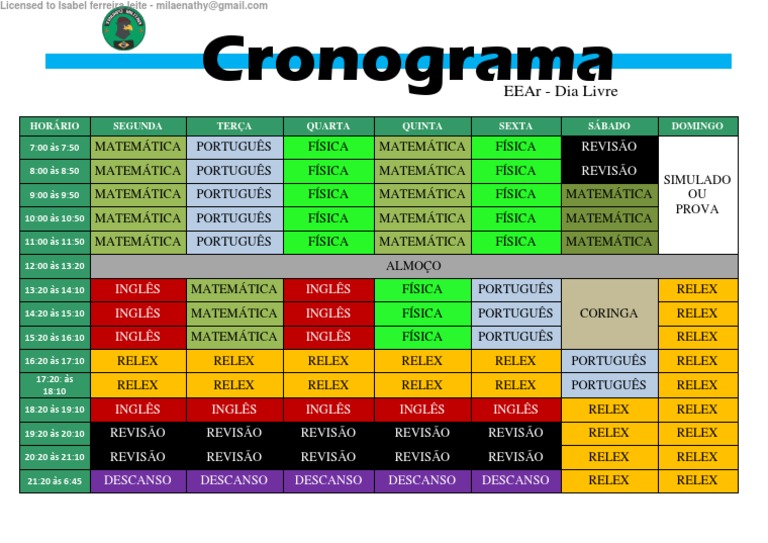 Cronograma Quem Só Estuda Eear | PDF Cronograma Quem Só Estuda Eear | PDF
