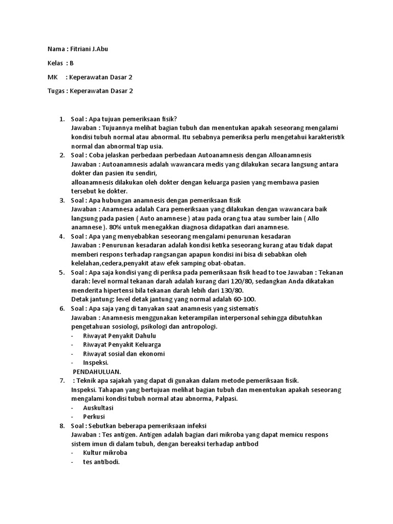 Tugas Keperawatan Dasar 2 | PDF | Pengembangan Diri | Kesehatan Holistik
