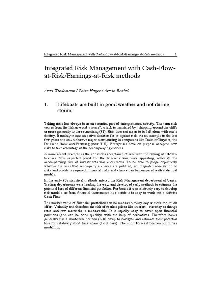 Wiedemann Cash Flow at Risk | PDF